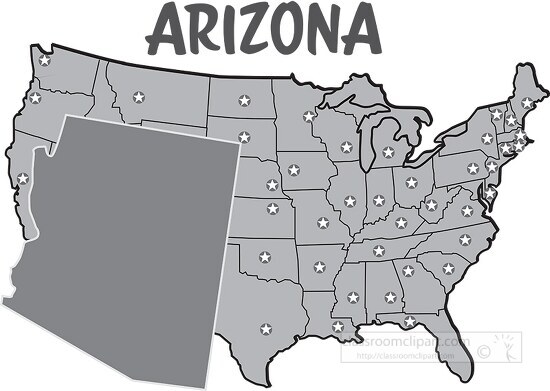 arizona map united states gray clipart - Classroom Clip Art