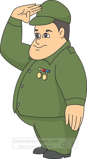 army man saluting cartoon style clipart - Classroom Clip Art