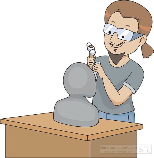 artist working on clay sculpture clipart image - Classroom Clip Art