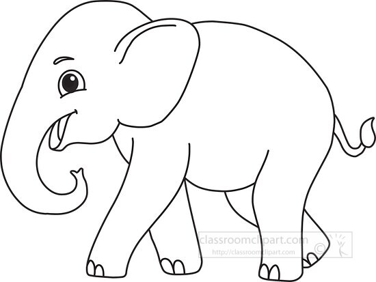 asian elephant black white outline clipart - Classroom Clip Art