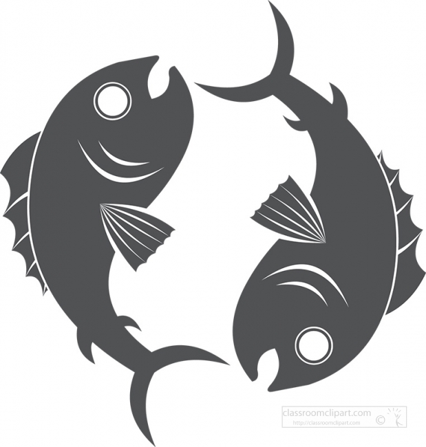 astrology sign pisces silhouette gray clipart - Classroom Clip Art