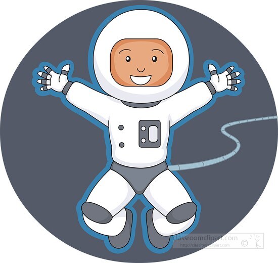 astronaut attached to cord clipart - Classroom Clip Art