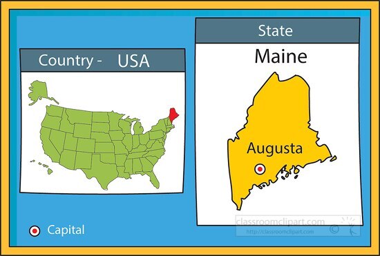 us map state maine square clipart image - Classroom Clip Art