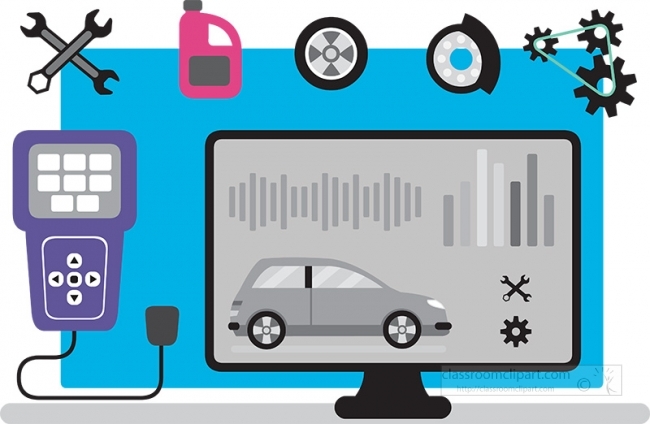 auto diagnostics repair test gray color - Classroom Clip Art