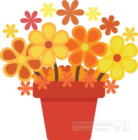 autumn colors flowers in pot clipart 6912 6920 - Classroom Clip Art