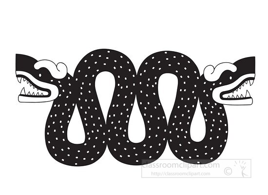 aztec double headed serpent sculpture black white clipart - Classroom ...