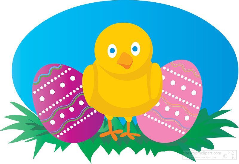 baby chick with easter eggs clipart - Classroom Clipart