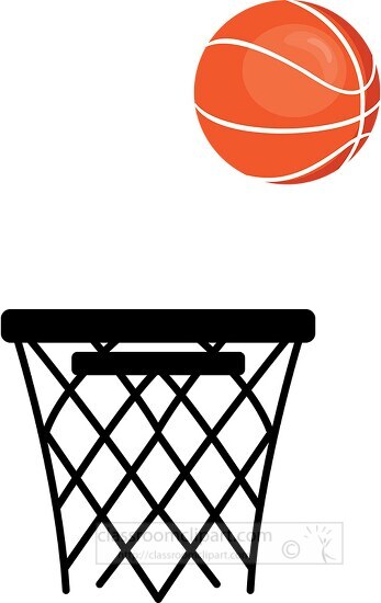 basketball net with ball flat design - Classroom Clip Art