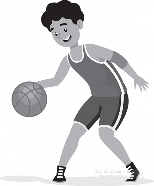 Free basketball player bouncing ball gray color - Classroom Clipart