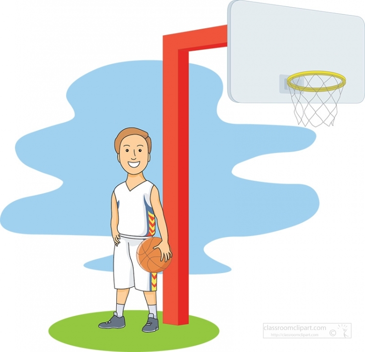 basketball player standing near hoop - Classroom Clipart