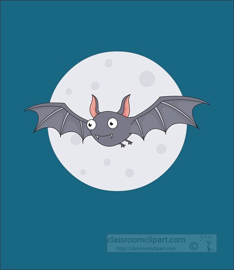 Free bat flying against moon clipart - Classroom Clipart