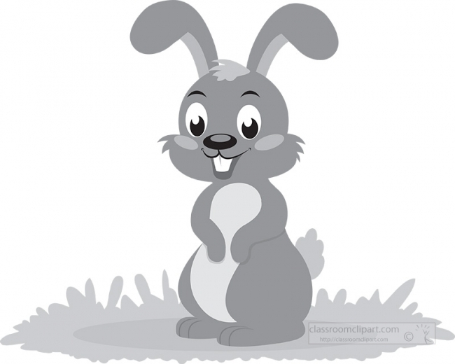 big eyed brown rabbit standing gray color - Classroom Clip Art