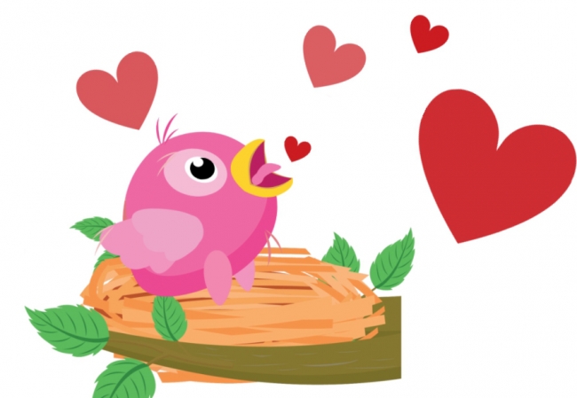 bird in nest with valentines day hearts animated clipart - Classroom ...