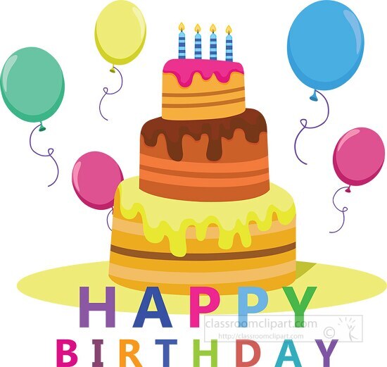 birthday cake and balloons clipart 6227 - Classroom Clipart