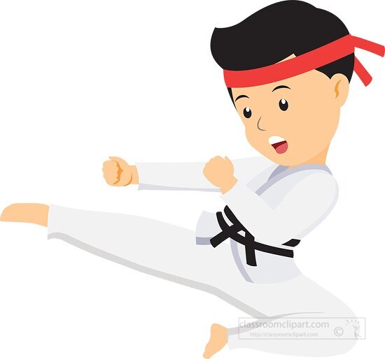 Free black belt demonstrating side kick karate clipart - Classroom Clipart