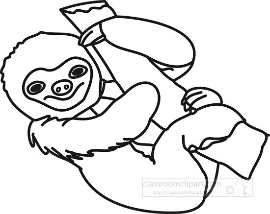 black outline animal clipart sloth 42 - Classroom Clipart
