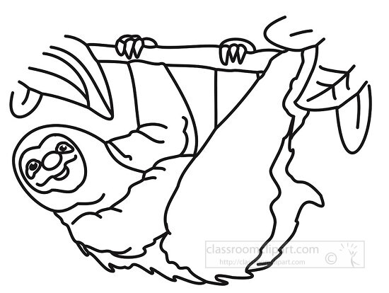 black outline animal clipart sloth 46B - Classroom Clipart