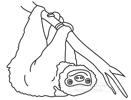black outline animal clipart sloth 54 - Classroom Clipart