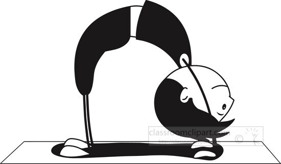 black outline boy doing tuff yoga posture - Classroom Clip Art