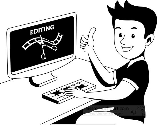 black outline film and video editor black outline clipart - Classroom ...