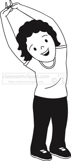 black outline girl stretching clipart - Classroom Clip Art