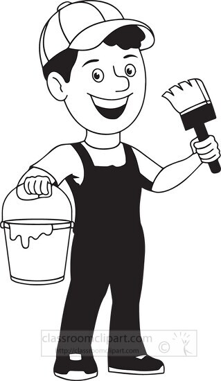 black outline painter black outline clipart - Classroom Clip Art