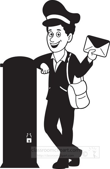 black outline postman black outline clipart - Classroom Clip Art