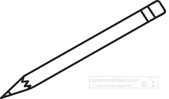 Objects Outline Clipart-black white outline school pencil clipart 7152