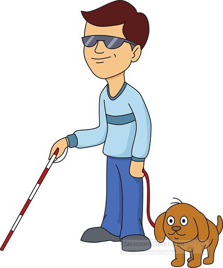 Free blind man with his dog - Classroom Clipart
