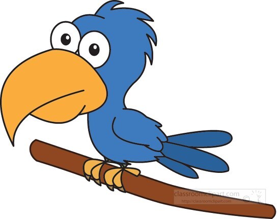 blue bird on tree branch clipart - Classroom Clipart