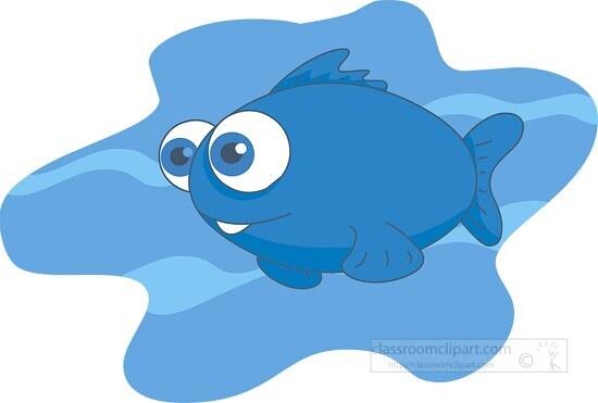 Free blue cartoon fish 02a - Classroom Clipart