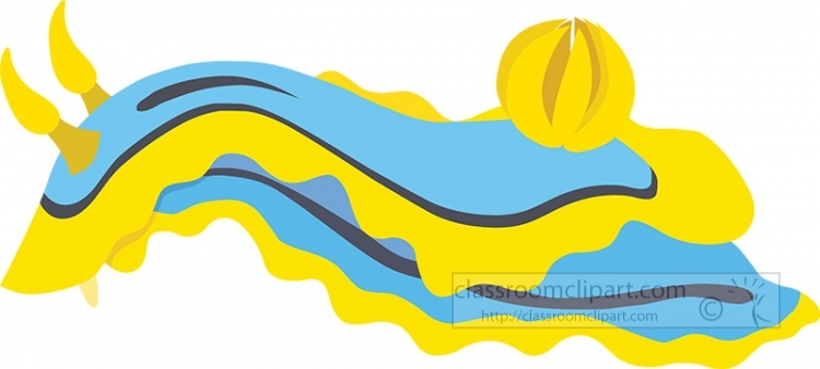 Marine Life Clipart-blue yellow sea slug marine animal clipart