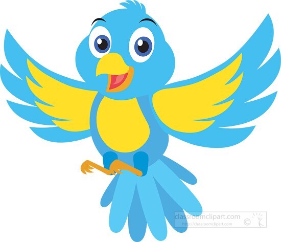 blue yellow smiling bird clipart - Classroom Clip Art