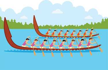 boat race along a tropical beach clipart - Classroom Clip Art