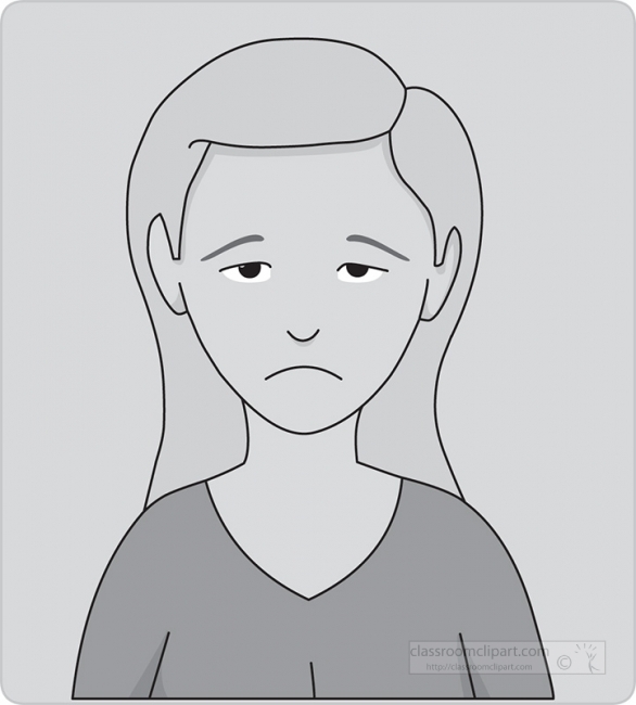 bored female facial expression gray - Classroom Clip Art