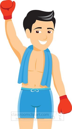 Boxing Clipart - boxer with arm up in victory clipart