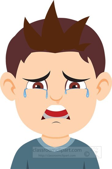 Boy character crying expression clipart - Classroom Clip Art