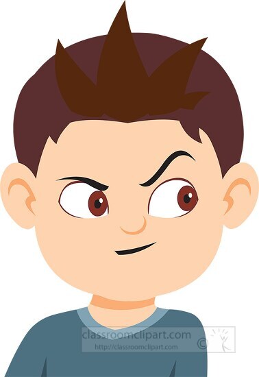 boy character suspicious expression clipart - Classroom Clip Art