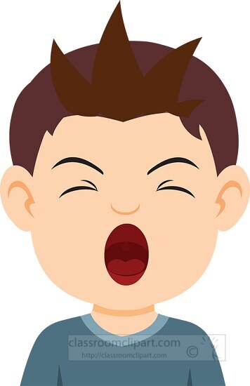 Boy character yawning expression clipart - Classroom Clip Art