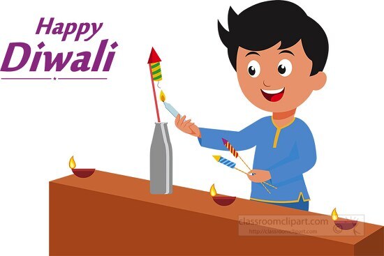 boy firing rocket cracker diwali clipart - Classroom Clip Art