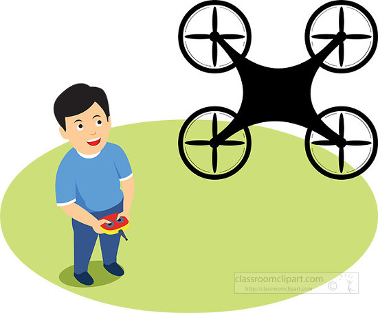 boy flying drone with remote clipart - Classroom Clip Art