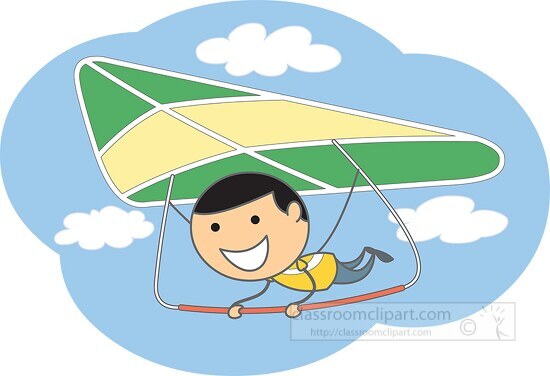Free boy flying with glider - Classroom Clipart