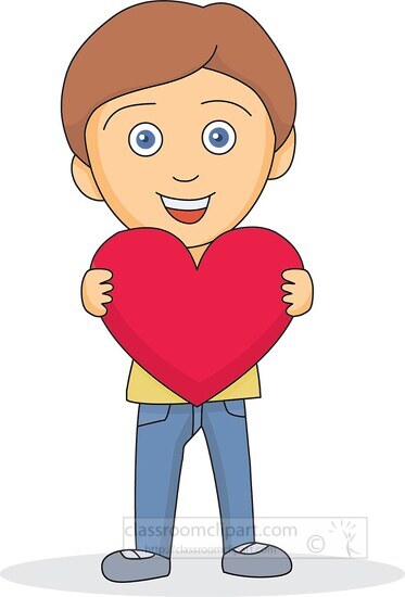 Free boy holding a heart - Classroom Clipart