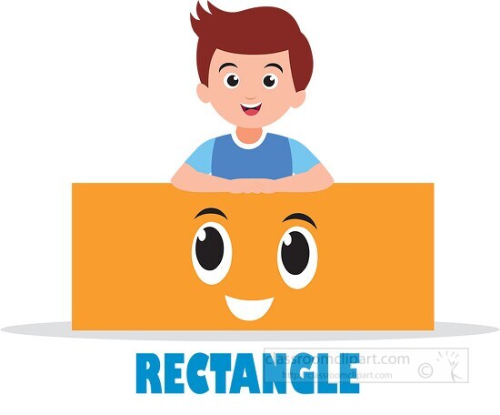boy holds rectangle cartoon shape geometry character clipart ...