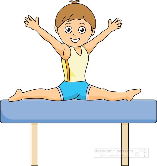 boy on balance beam gymnastic - Classroom Clip Art