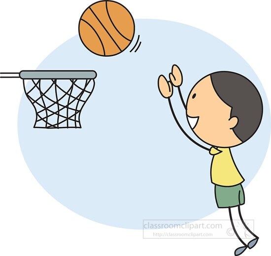 boy playing basketball jumping to hoop - Classroom Clip Art