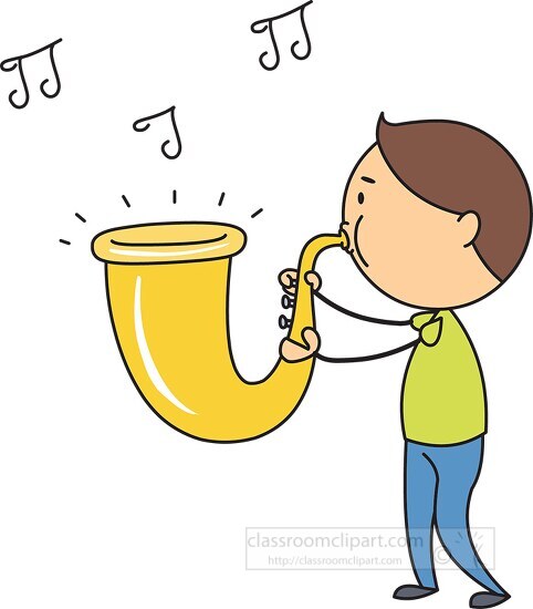 boy playing music instrument saxaphone clipart - Classroom Clipart