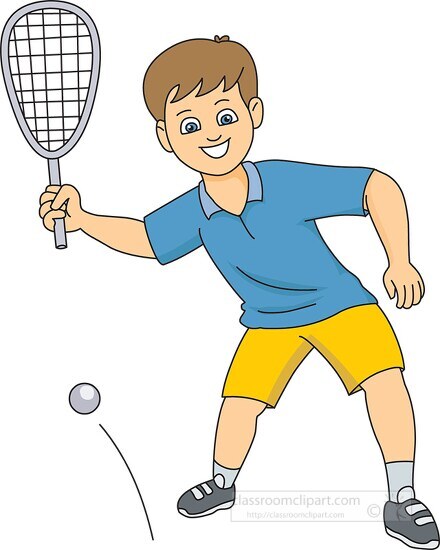 boy playing racquetball - Classroom Clip Art