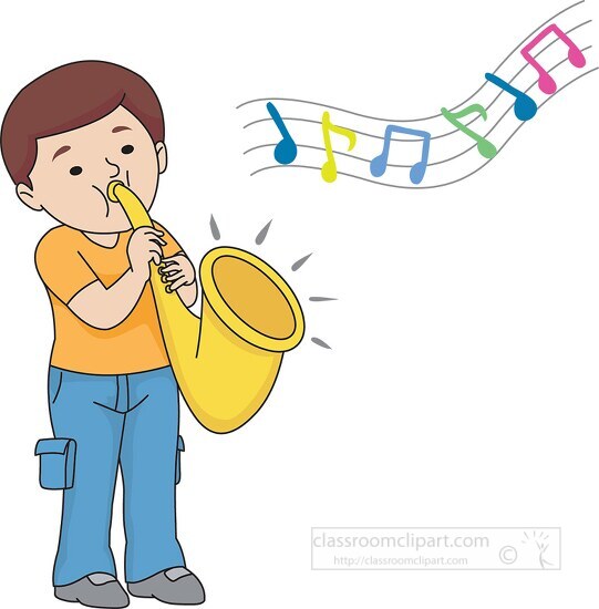 Music and Musical Instruments Clipart-boy playing saxphone clipart
