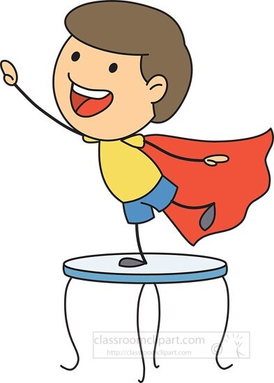 boy playing superhero - Classroom Clip Art